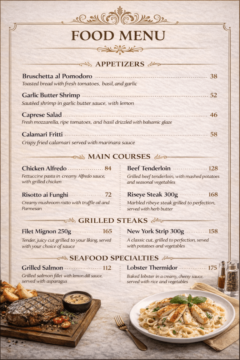 Premium Restaurant Menus in UAE